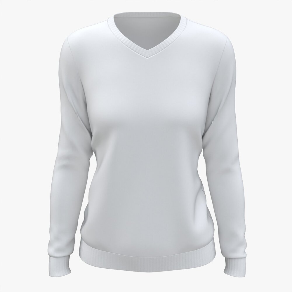 Women’s V-Neck Sweatshirt with Ribbed Hem 3D model - Download Shirts on ...