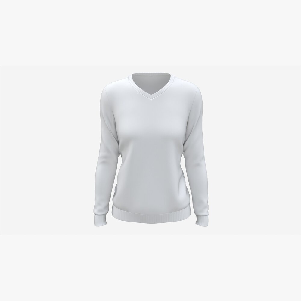 Women’s V-Neck Sweatshirt with Ribbed Hem 3D model - Download Shirts on ...