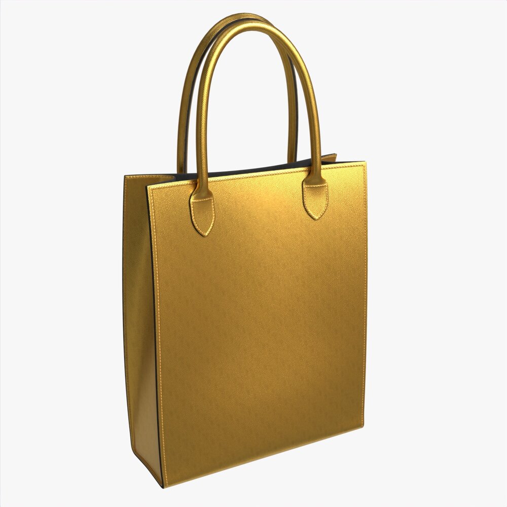Women Leather Golden Tote Bag 3D model - Download Bags on 3DModels.org