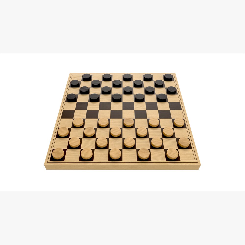Checkers Draughts Board Table Strategy Game 3D model - Download Toys on ...