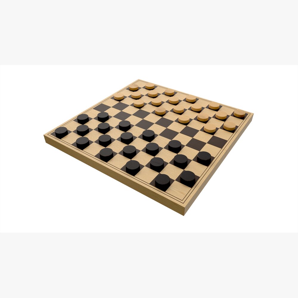 Checkers Draughts Board Table Strategy Game 3D model - Download Toys on ...