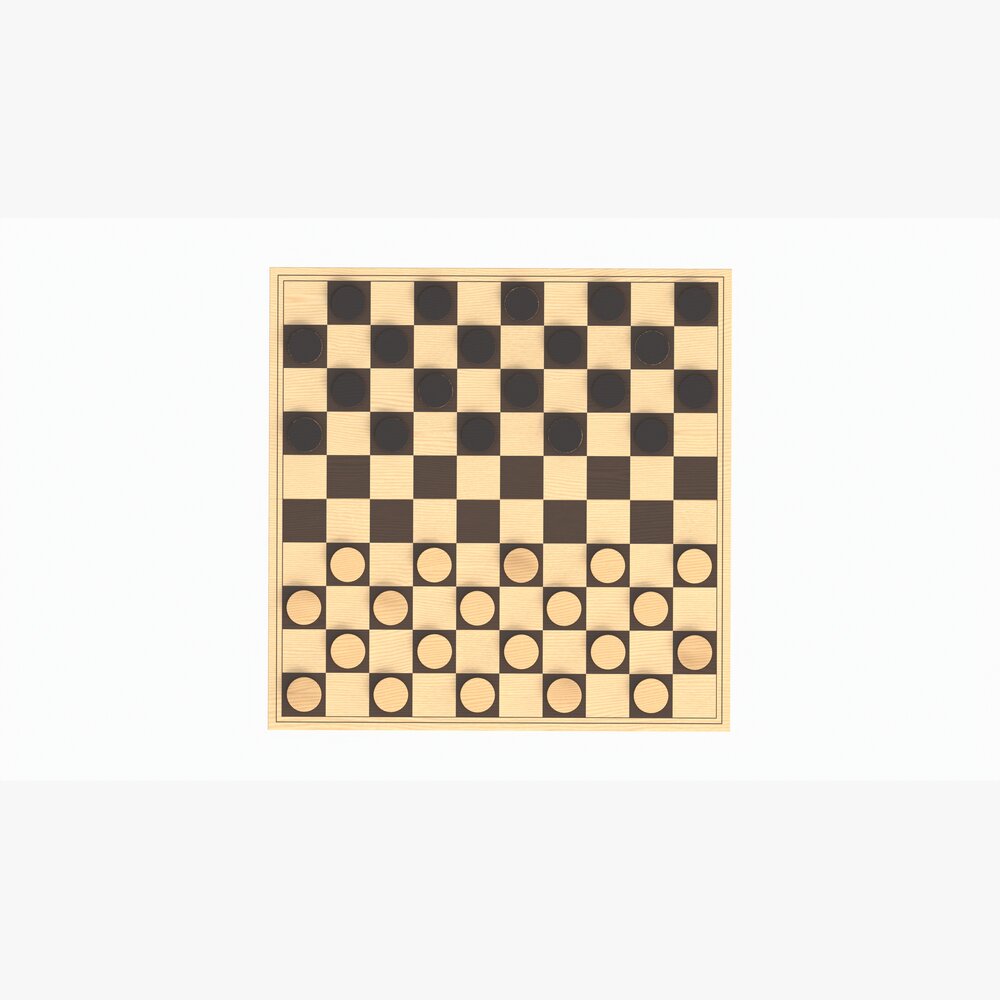 Checkers Draughts Board Table Strategy Game 3D model - Download Toys on ...