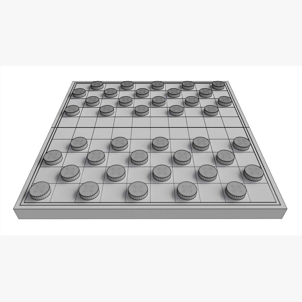 Checkers Draughts Board Table Strategy Game 3D model - Download Toys on ...