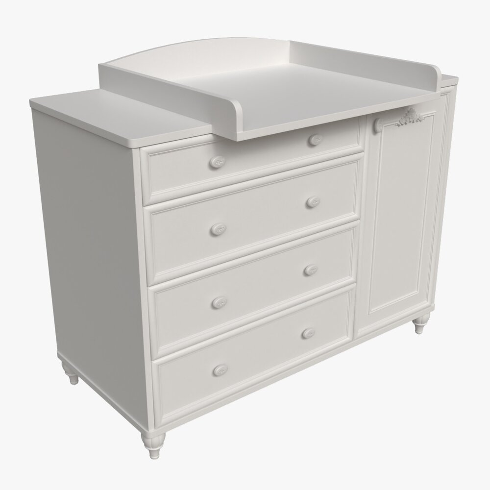 Cilek Romantic Dresser With Table 3D model - Download Chest of drawers ...