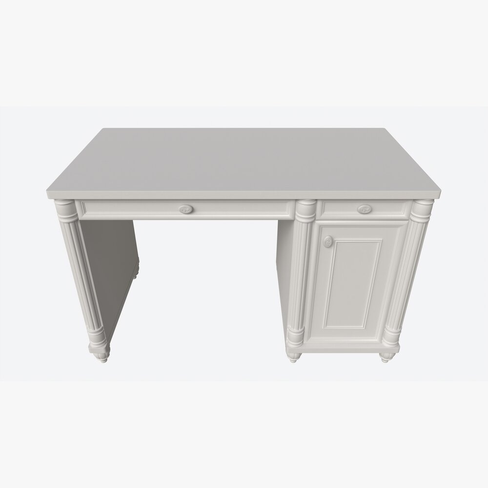 Wooden Desk with Drawer and Cabinet 3D model - Download Table on ...