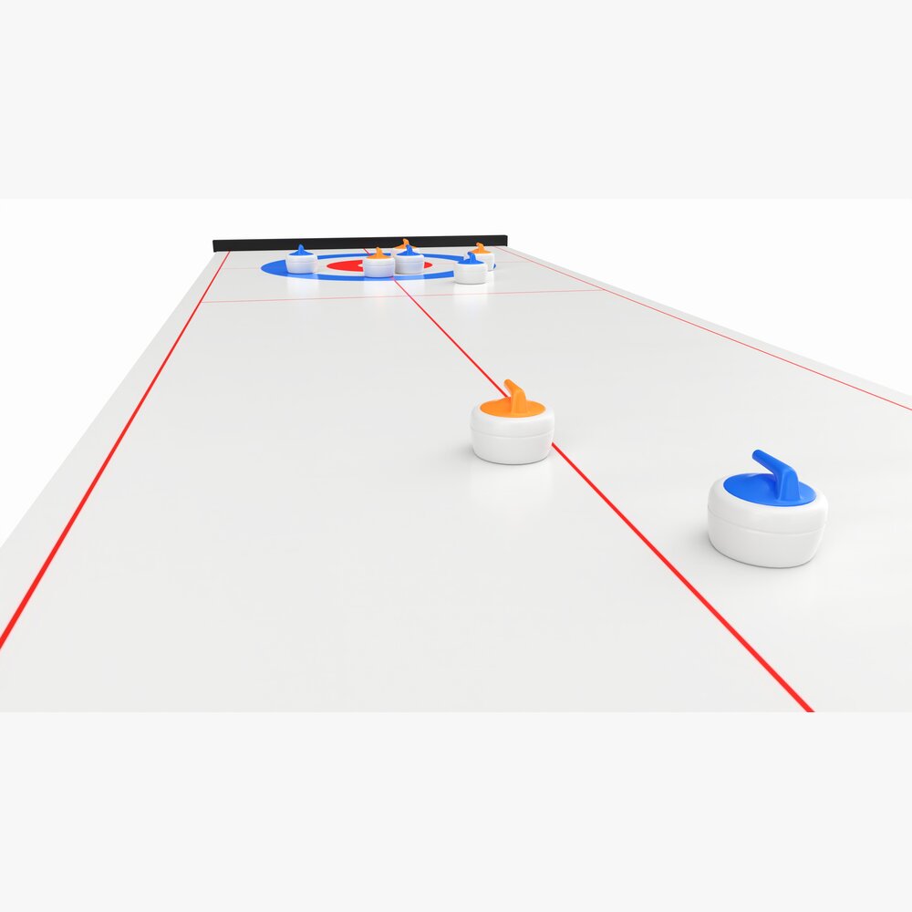 Curling Rink with Stones and Target 3D model - Download Sports ...