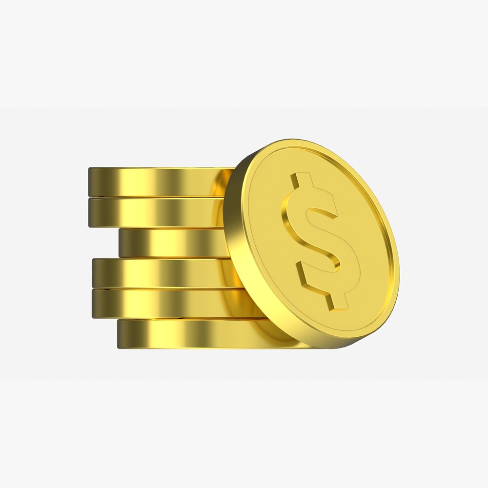 Dollar Coin Stack 3D model - Download Coins, Banknotes on 3DModels.org