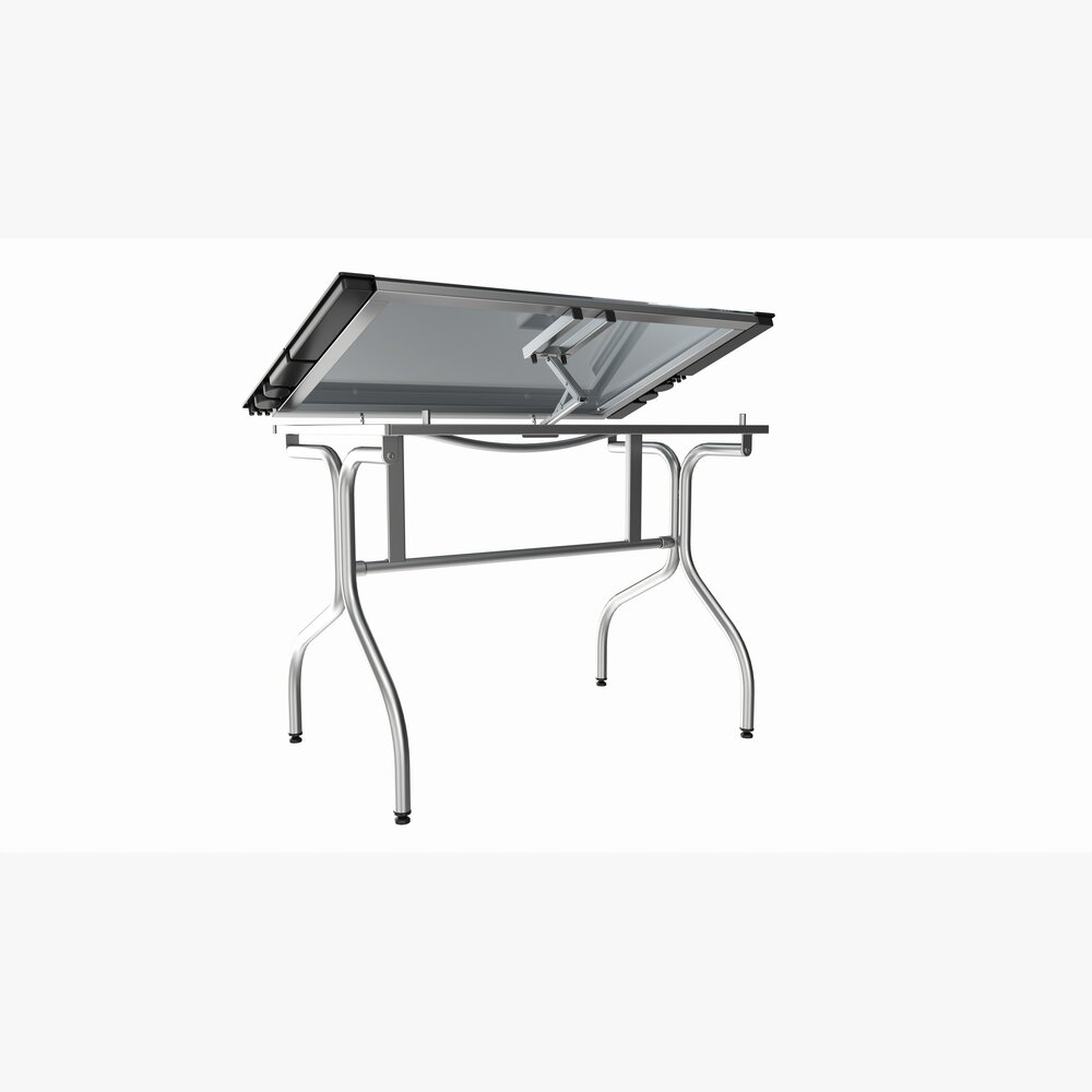 Folding Glass Top Adjustable Drafting Table 3D model - Download Table ...