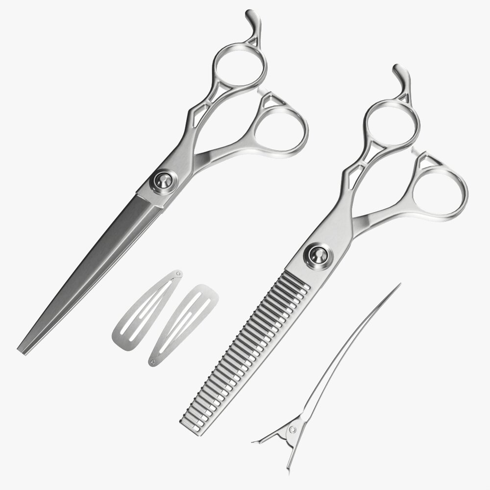 Hair Cutting Thinning Scissors Set Steel 3D model - Download Health and ...