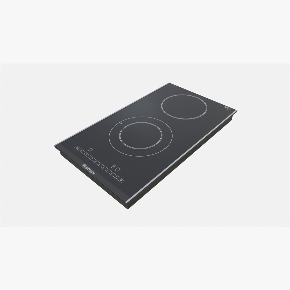 Induction Hob 2 Surface Glass Black 3D model - Download Home Appliances ...