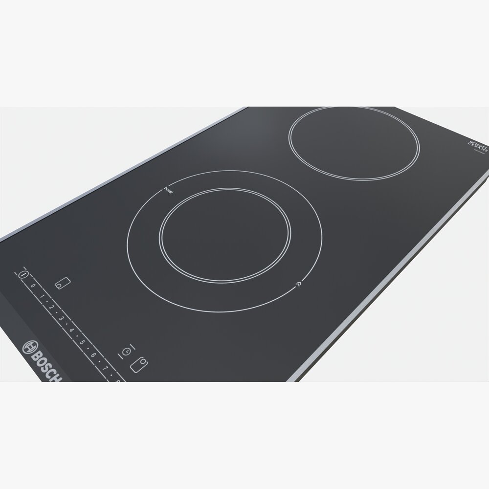 Induction Hob 2 Surface Glass Black 3D model - Download Home Appliances ...
