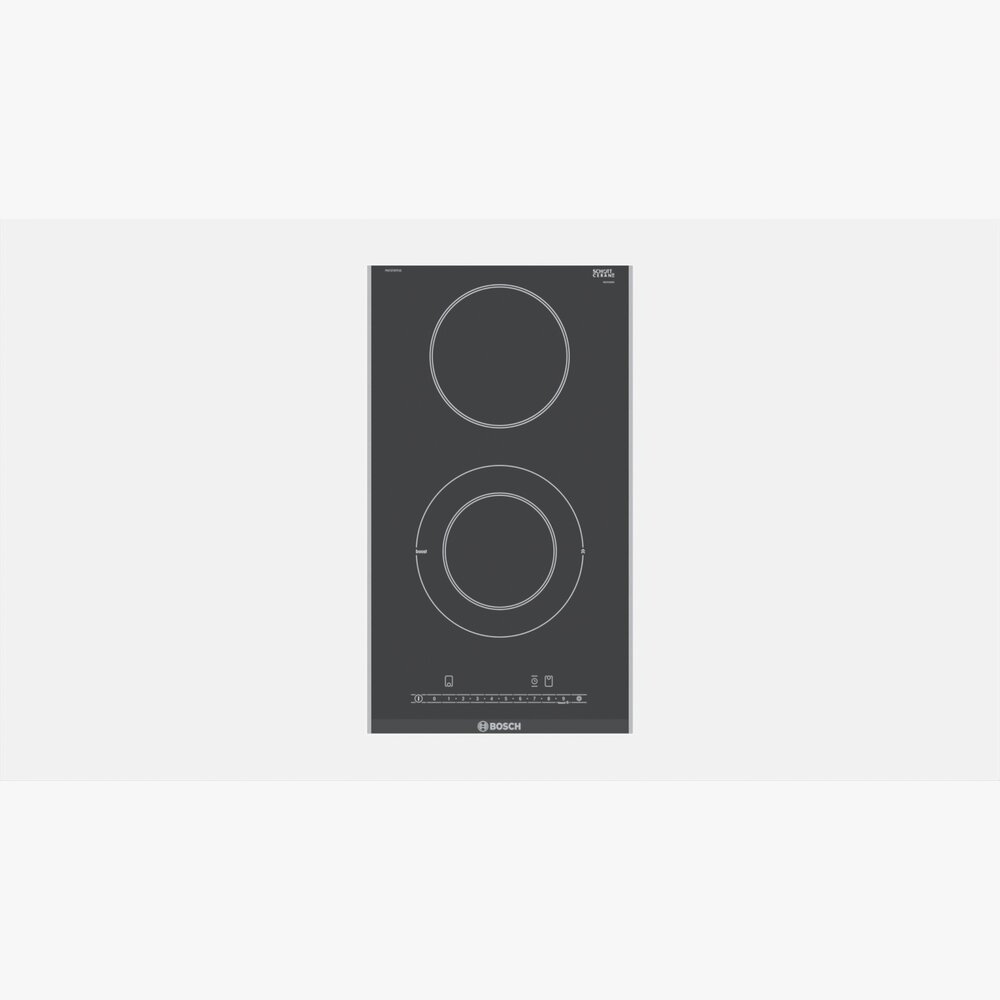 Induction Hob 2 Surface Glass Black 3D model - Download Home Appliances ...