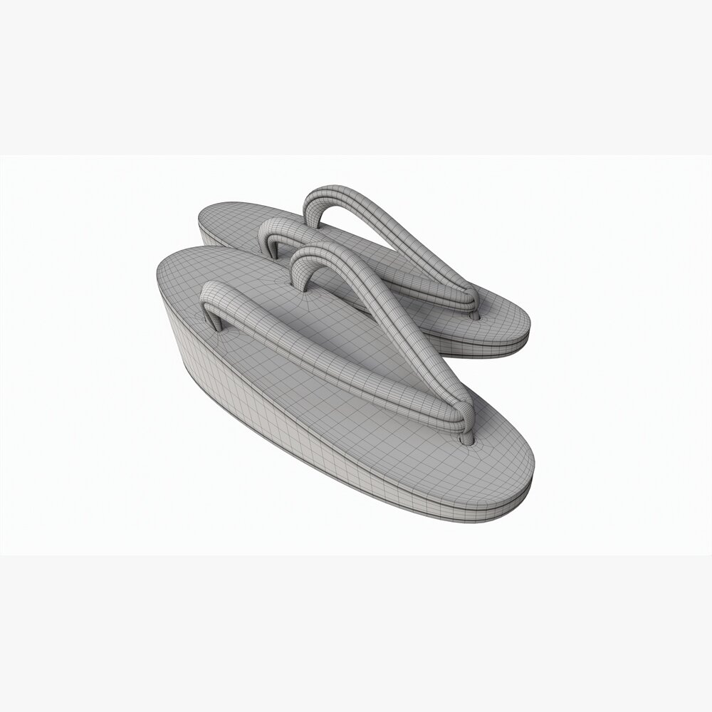 Traditional Japanese Zori Sandals with Floral Pattern 3D model ...