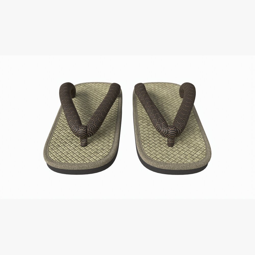 Traditional Japanese Zori Sandals with Woven Soles 3D model - Download ...