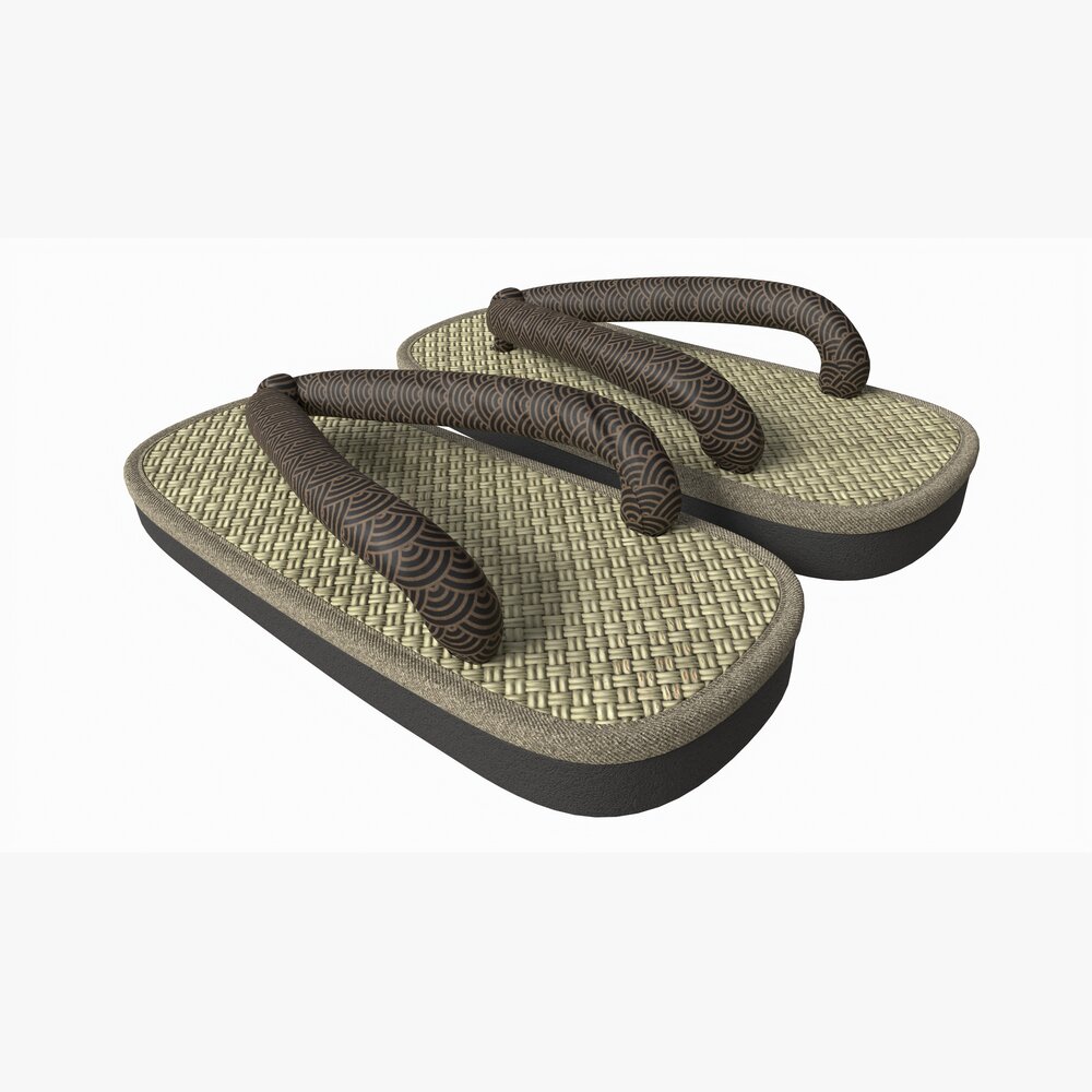 Traditional Japanese Zori Sandals with Woven Soles 3D model - Download ...