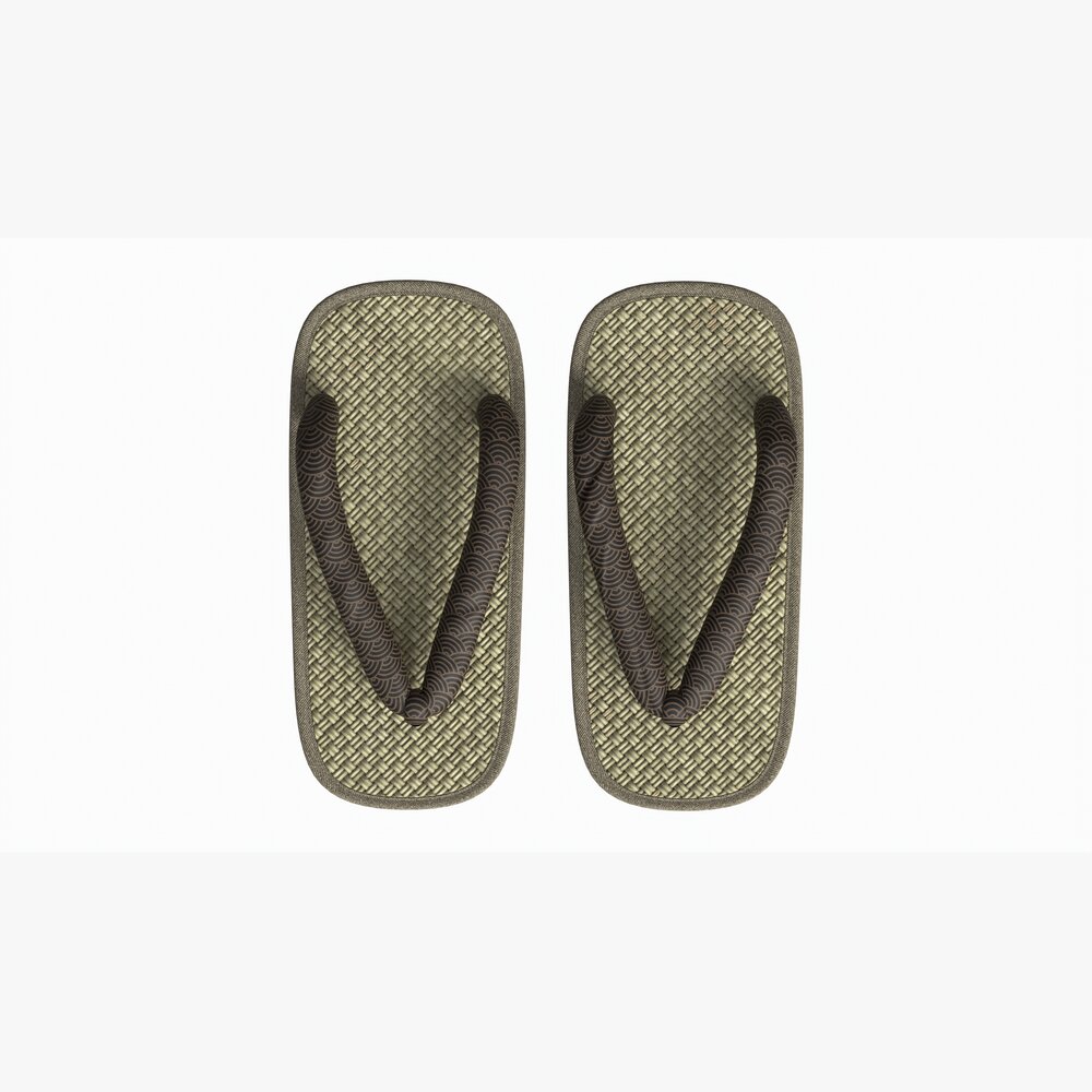 Traditional Japanese Zori Sandals with Woven Soles 3D model - Download ...