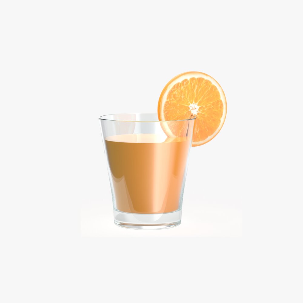 Glass With Orange Juice And Orange Slice 3D model - Download Bottles ...