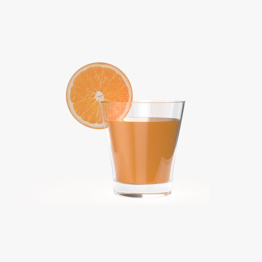 Glass With Orange Juice And Orange Slice 3D model - Download Bottles ...