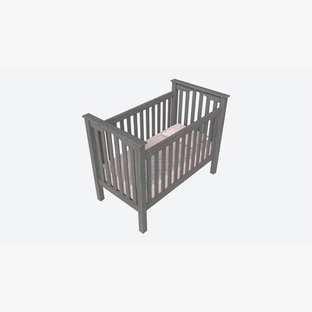 Pottery Barn Kendall Convertible Crib 3D model - Download Bed on ...