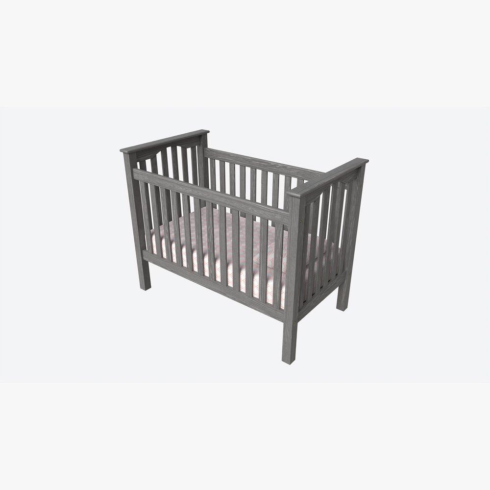 Pottery Barn Kendall Convertible Crib 3D model - Download Bed on ...