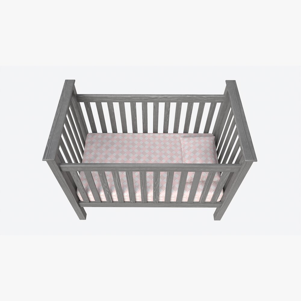 Pottery Barn Kendall Convertible Crib 3D model - Download Bed on ...