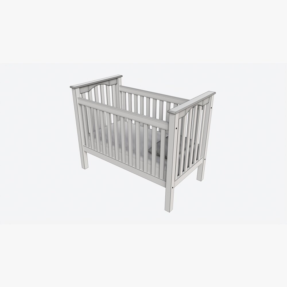 Pottery Barn Kendall Convertible Crib 3D model - Download Bed on ...