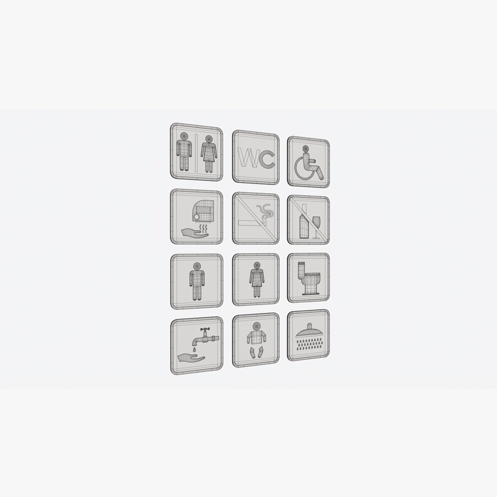 Public Spaces Warning Square Sign Set 3D model - Download Street ...