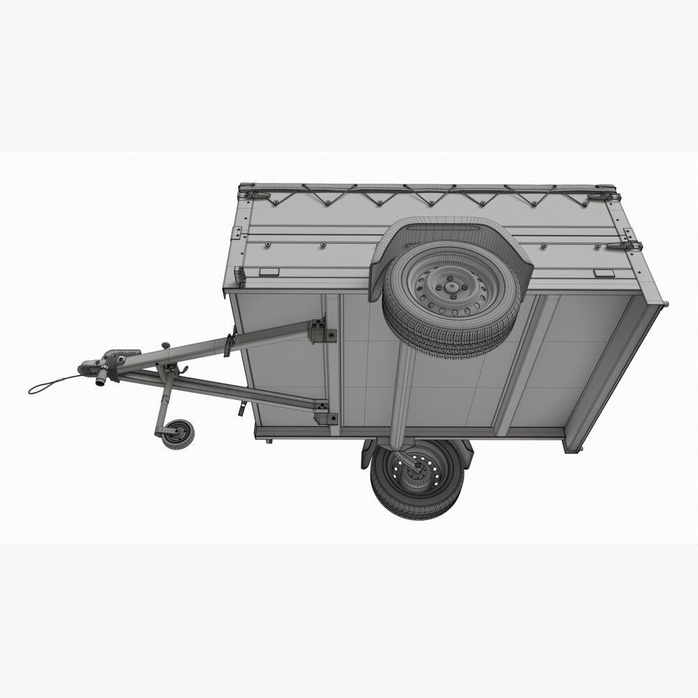 Single Axle Car Trailer With Extra Walls Cover Jockey Wheel 3D model ...