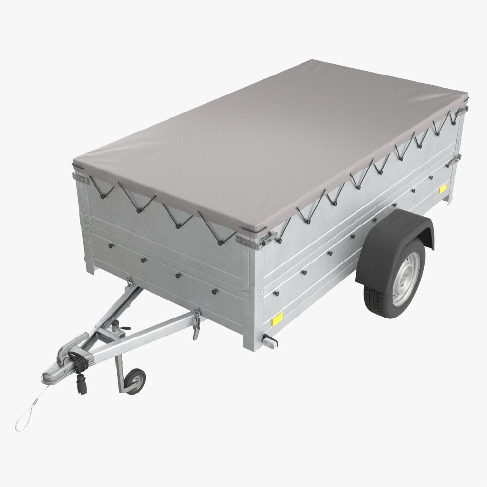 Single Axle Car Trailer With Extra Walls Cover Jockey Wheel Extended 3D ...