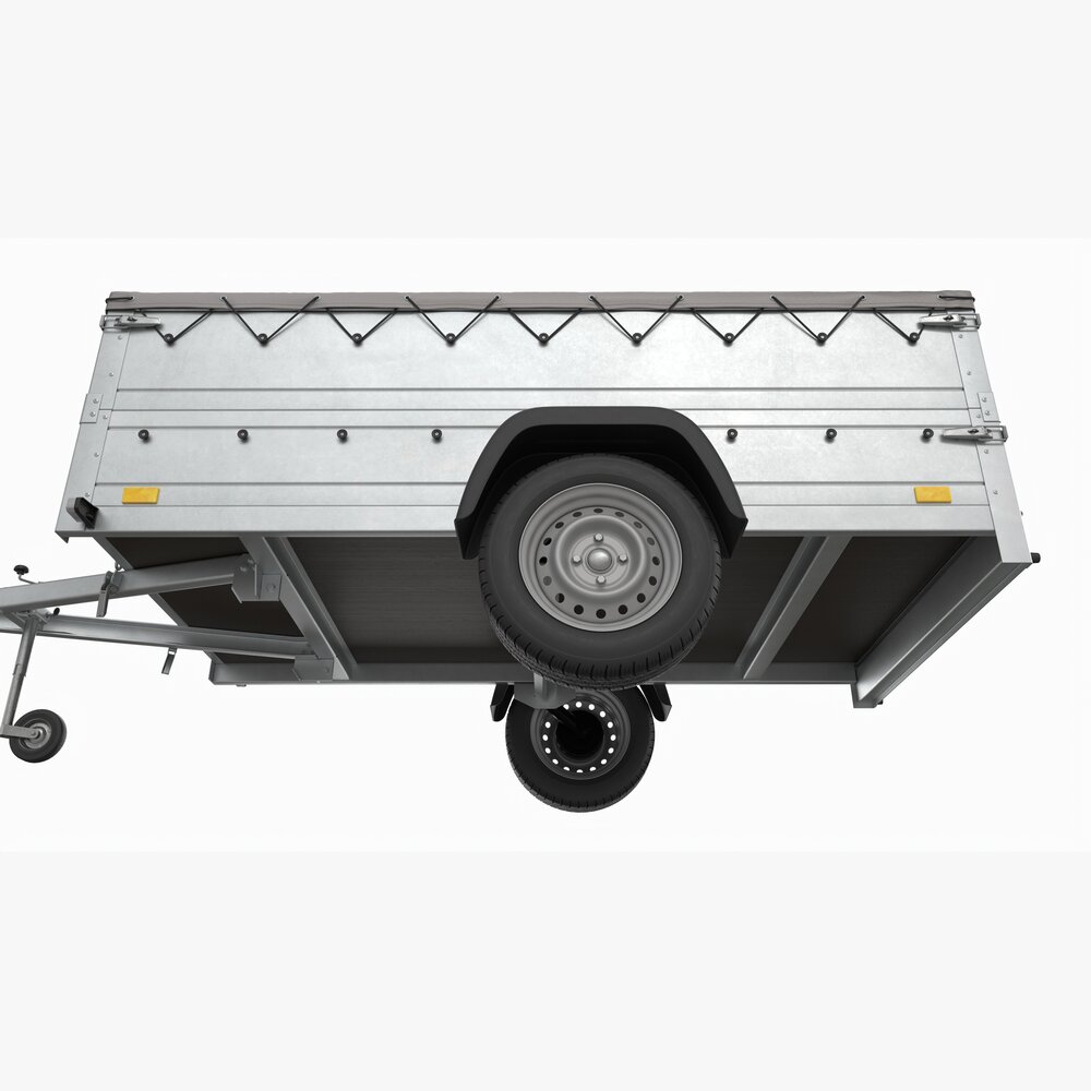 Single Axle Car Trailer With Extra Walls Cover Jockey Wheel Extended 3D ...