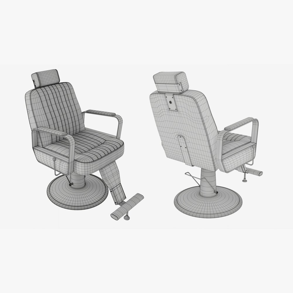 Barber Chair For Barbershop Salon Leather 3D model - Download Armchair ...