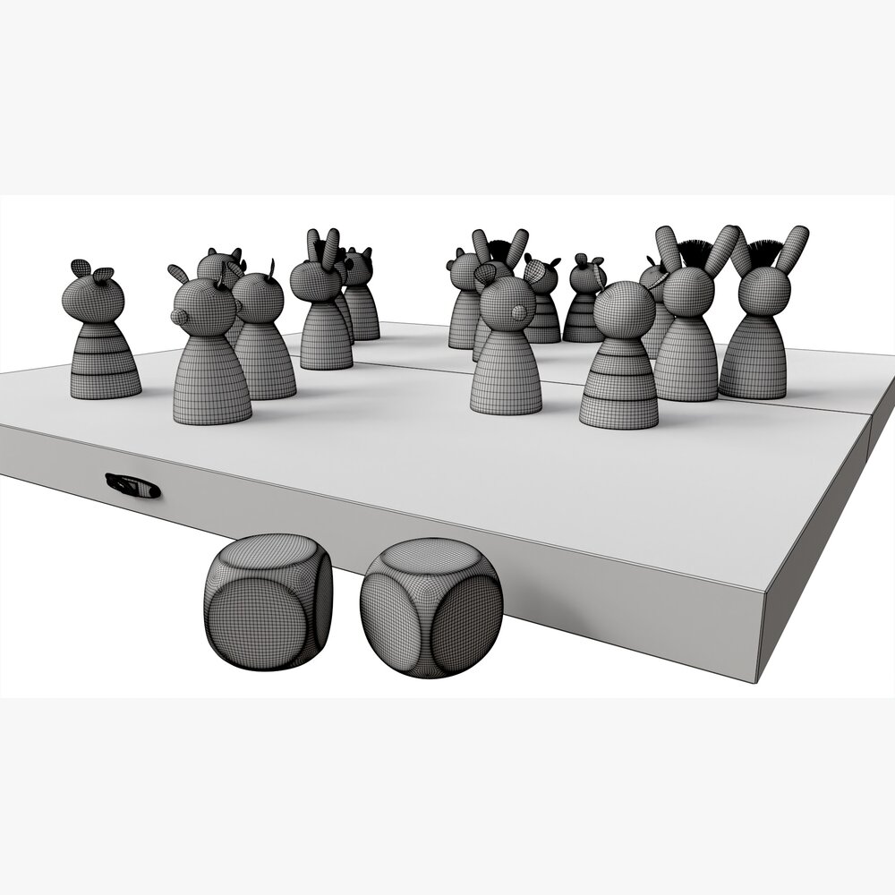 Ludo Animals Wooden Board Table Game 3D model - Download Toys on ...
