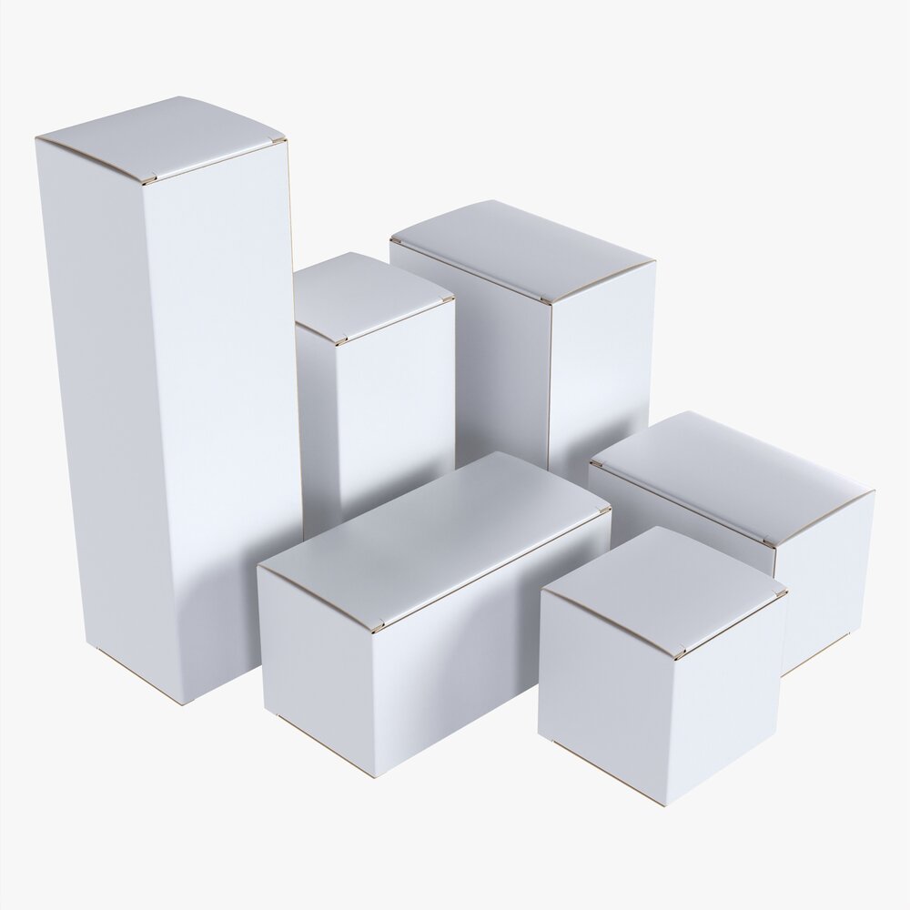 Set de Cajas de Papel Blanco Premium Modelo 3D - Descargar Embalaje y ...