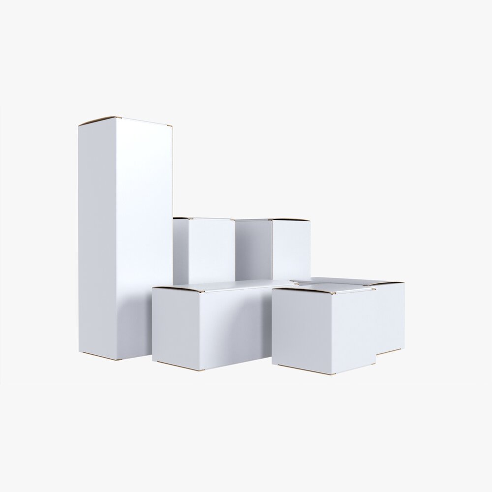 Set de Cajas de Papel Blanco Premium Modelo 3D - Descargar Embalaje y ...
