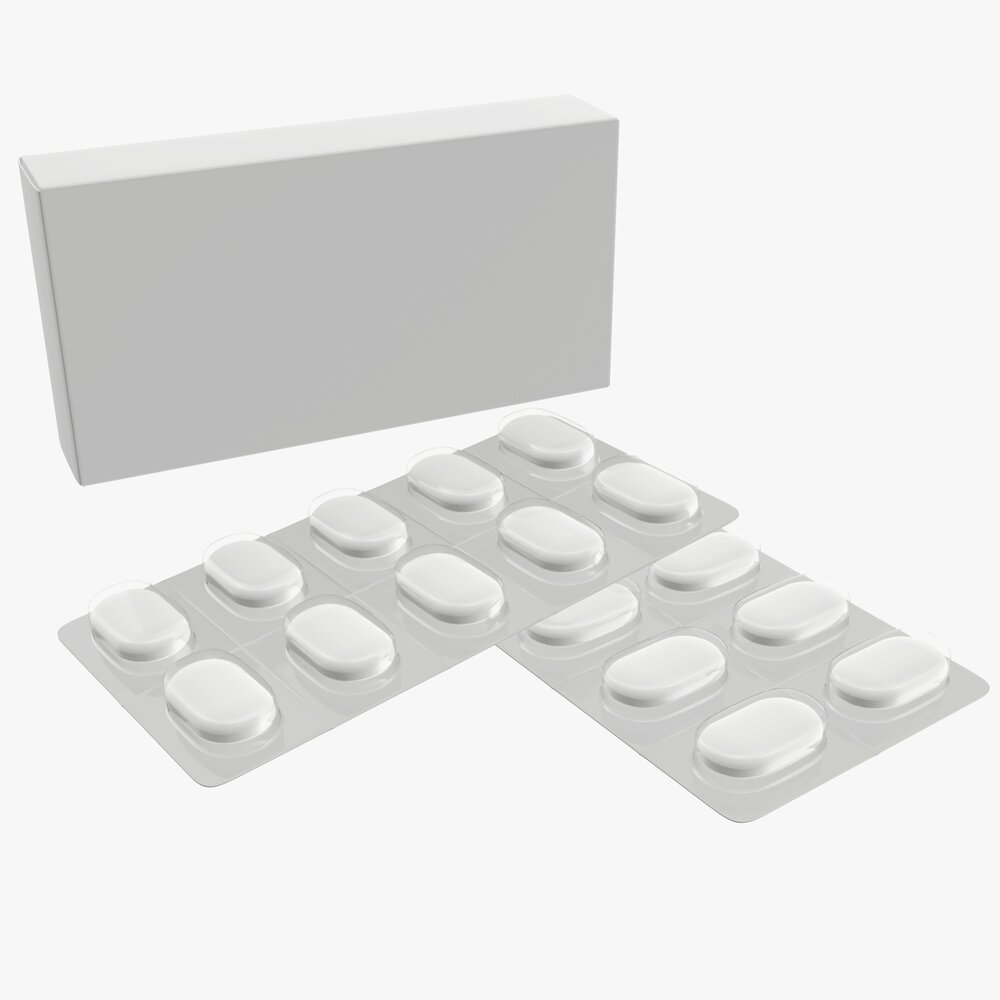Pills With Paper Box Package 03 3D model - Download Medical Equipment ...