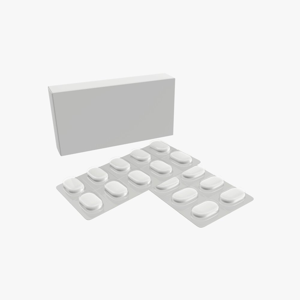 Pills With Paper Box Package 03 3D model - Download Medical Equipment ...