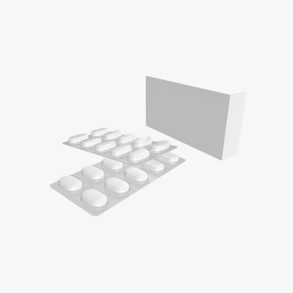 Pills With Paper Box Package 03 3D model - Download Medical Equipment ...