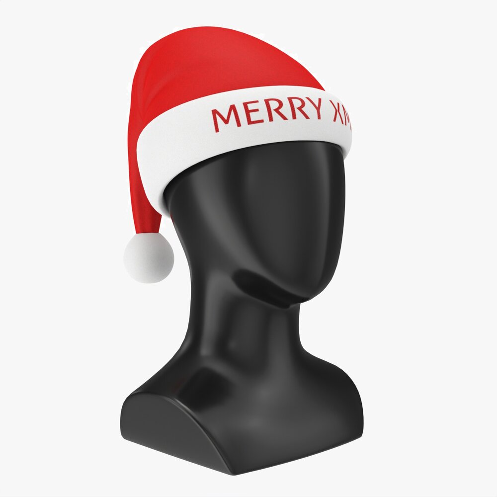 Store Display Mannequin Head With Santa Hat 3D model - Download Hats on ...