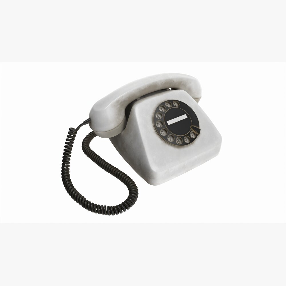 Table Rotary Dial Telephone White Dirty 3D model - Download Phones on ...