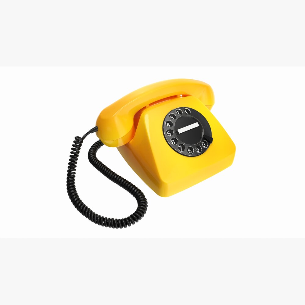 Table Rotary Dial Telephone Yellow 3D model - Download Phones on ...