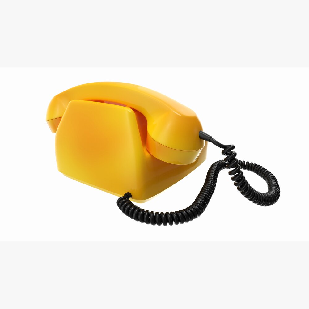 Table Rotary Dial Telephone Yellow 3D model - Download Phones on ...