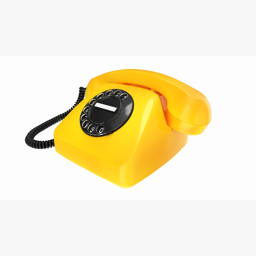 Table Rotary Dial Telephone Yellow 3D model - Download Phones on ...