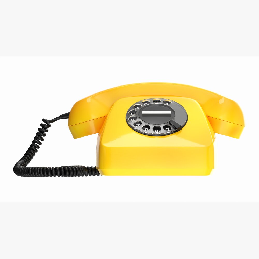 Table Rotary Dial Telephone Yellow 3D model - Download Phones on ...