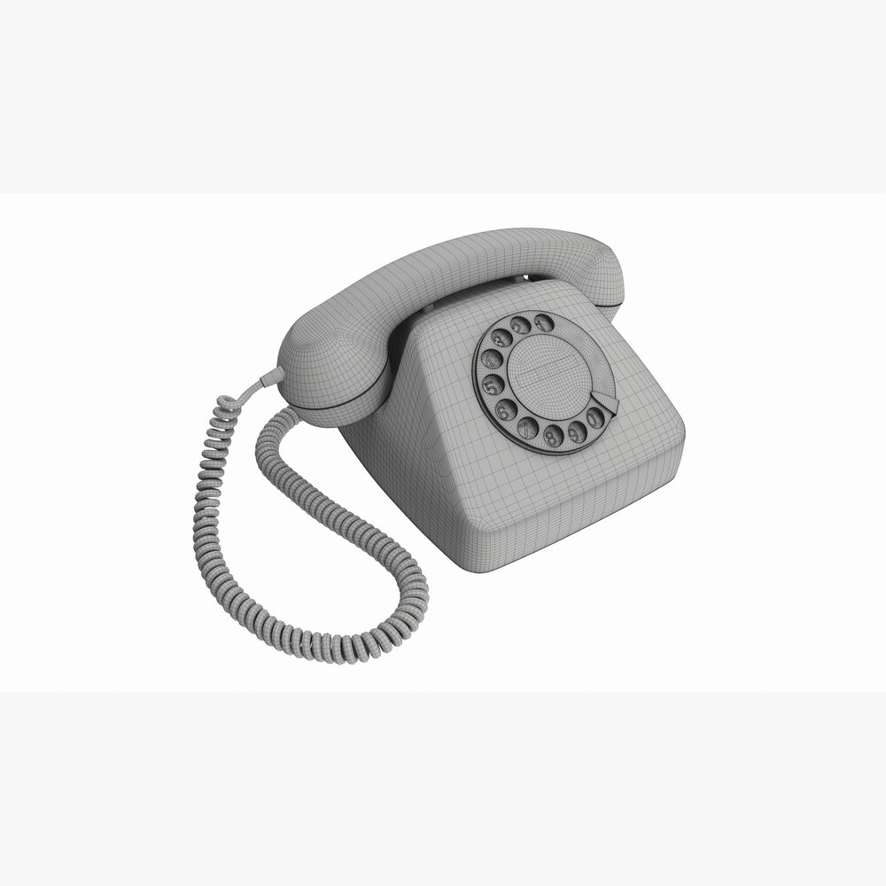 Table Rotary Dial Telephone Yellow 3D model - Download Phones on ...