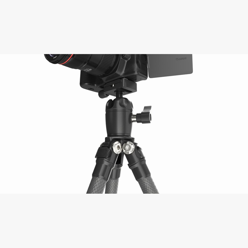 Canon DSLR Camera With Flash On A Tripod 3D model - Download Photo ...