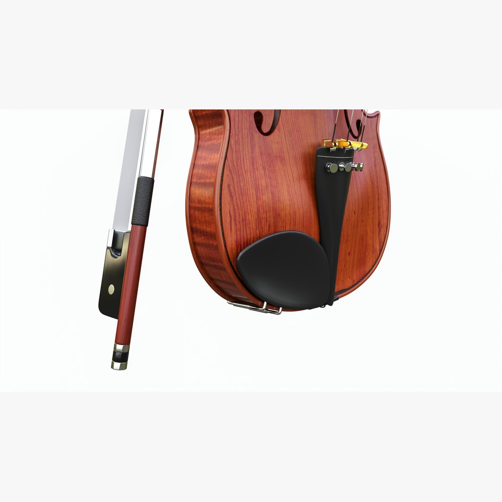 Classic Brown Violin With Bow 3D model - Download Musical Instruments ...