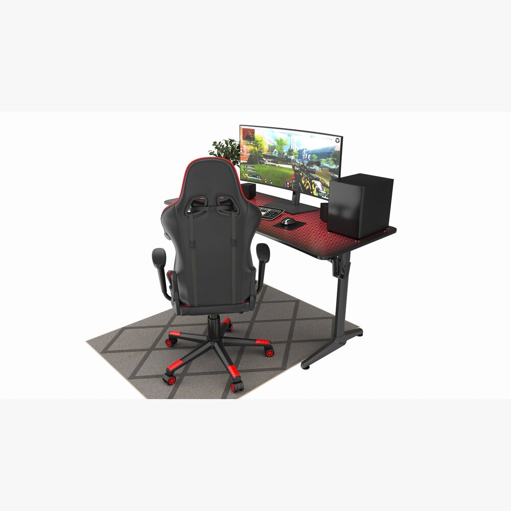 Gaming Computer Desk Composition 3D model - Download Table on 3DModels.org