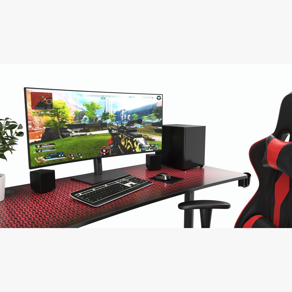Gaming Computer Desk Composition 3D model - Download Table on 3DModels.org