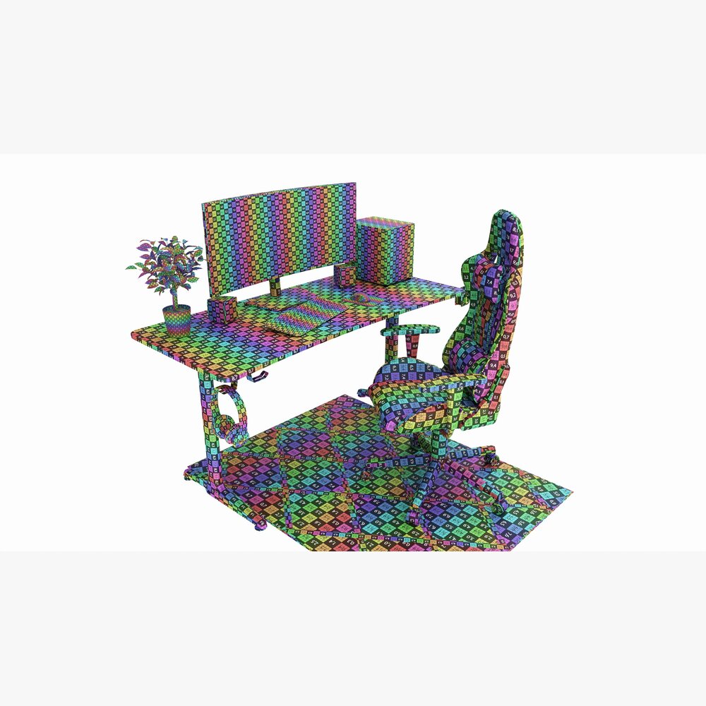 Gaming Computer Desk Composition 3D model - Download Table on 3DModels.org
