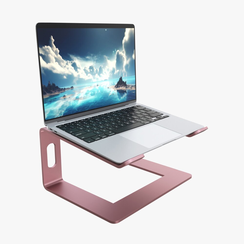 Laptop Notebook On Aluminum Riser Stand 3D model - Download Laptop on ...